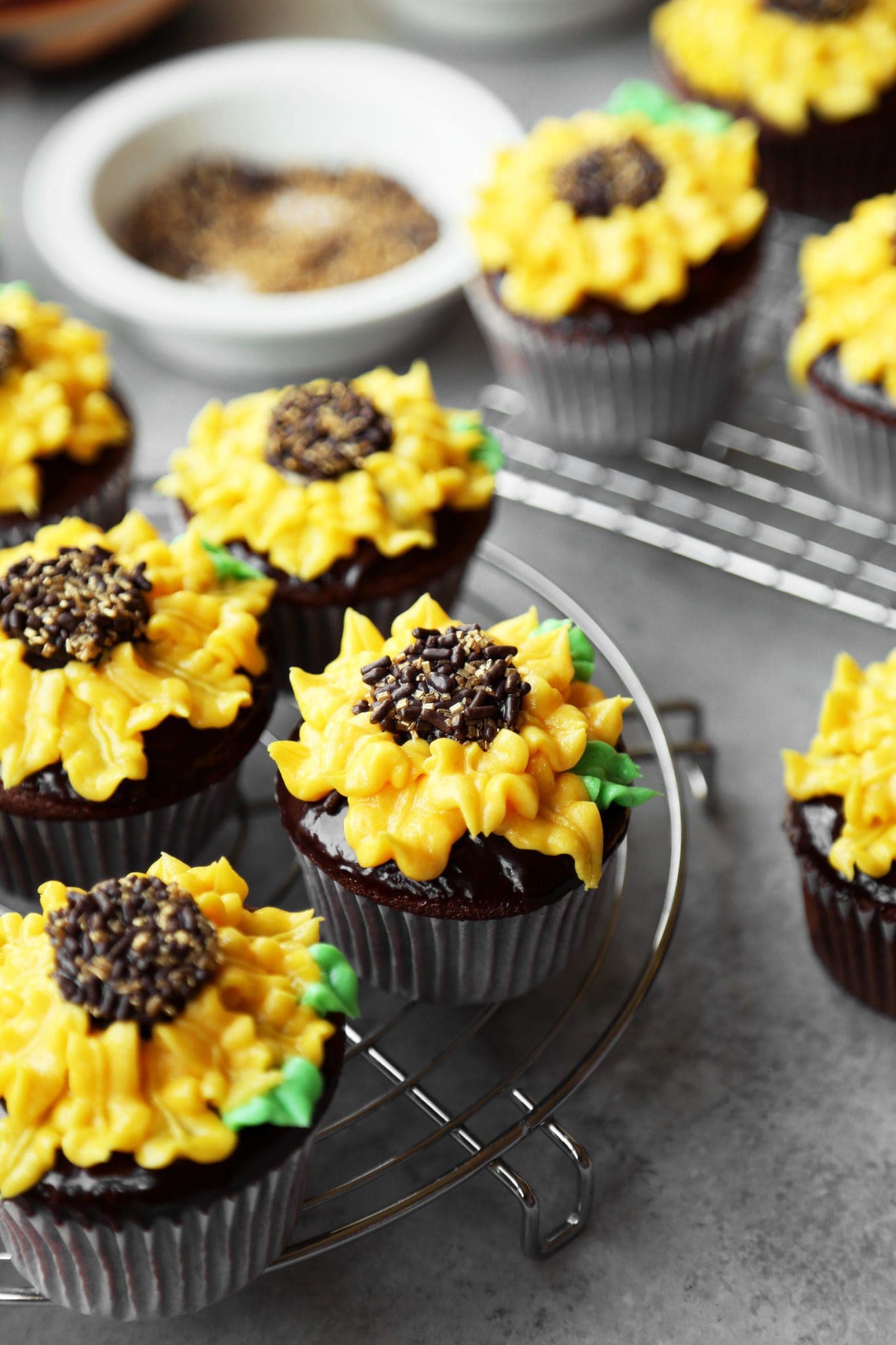 Double Chocolate Sunflower Cupcakes - Joy the Baker