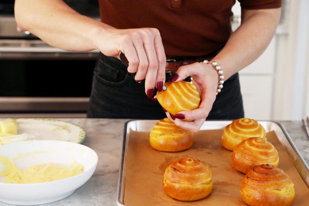 Sweet Little Pastry Cream Pumpkin Buns - Joy the Baker