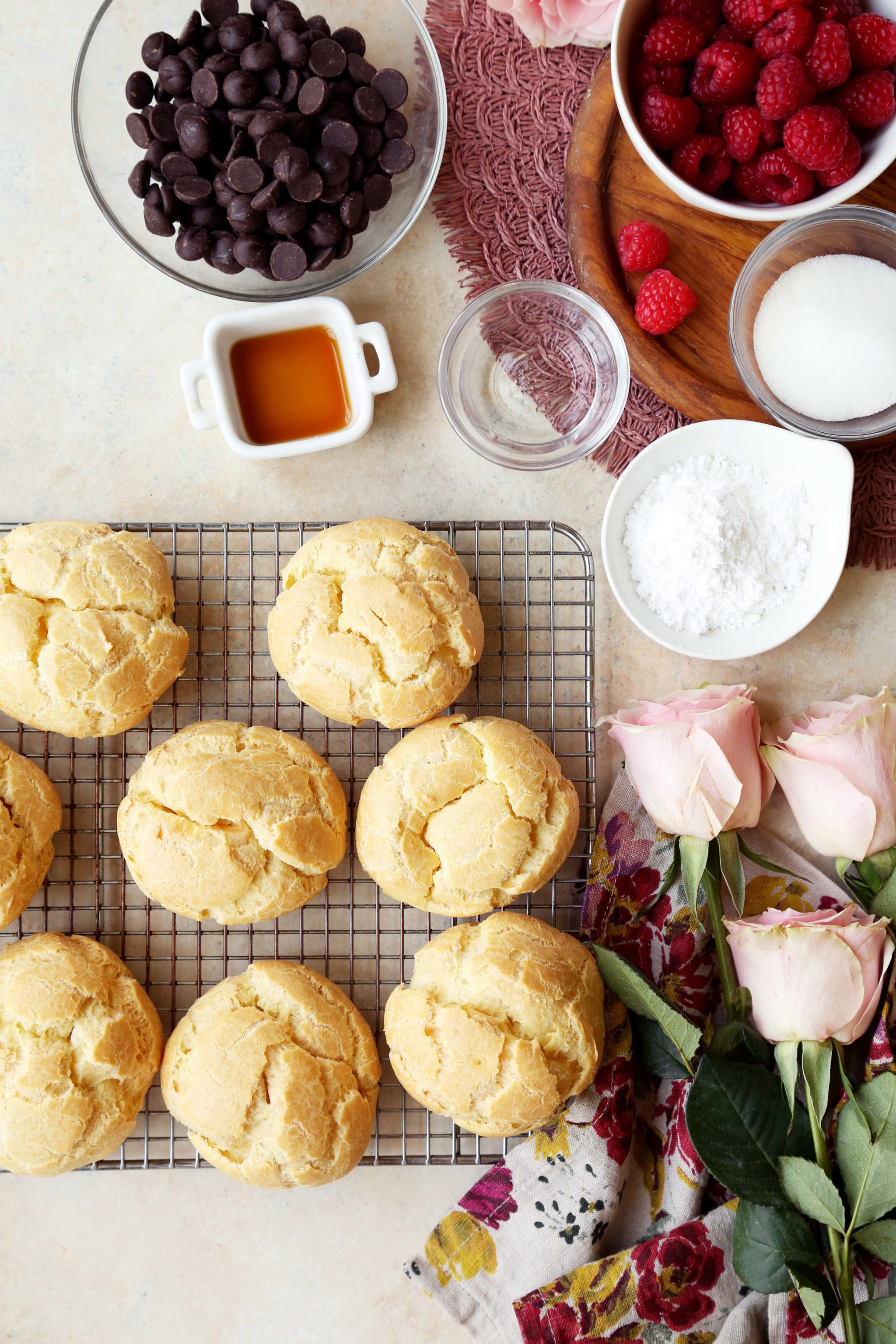 Raspberry Rose Cream Puffs - Joy the Baker