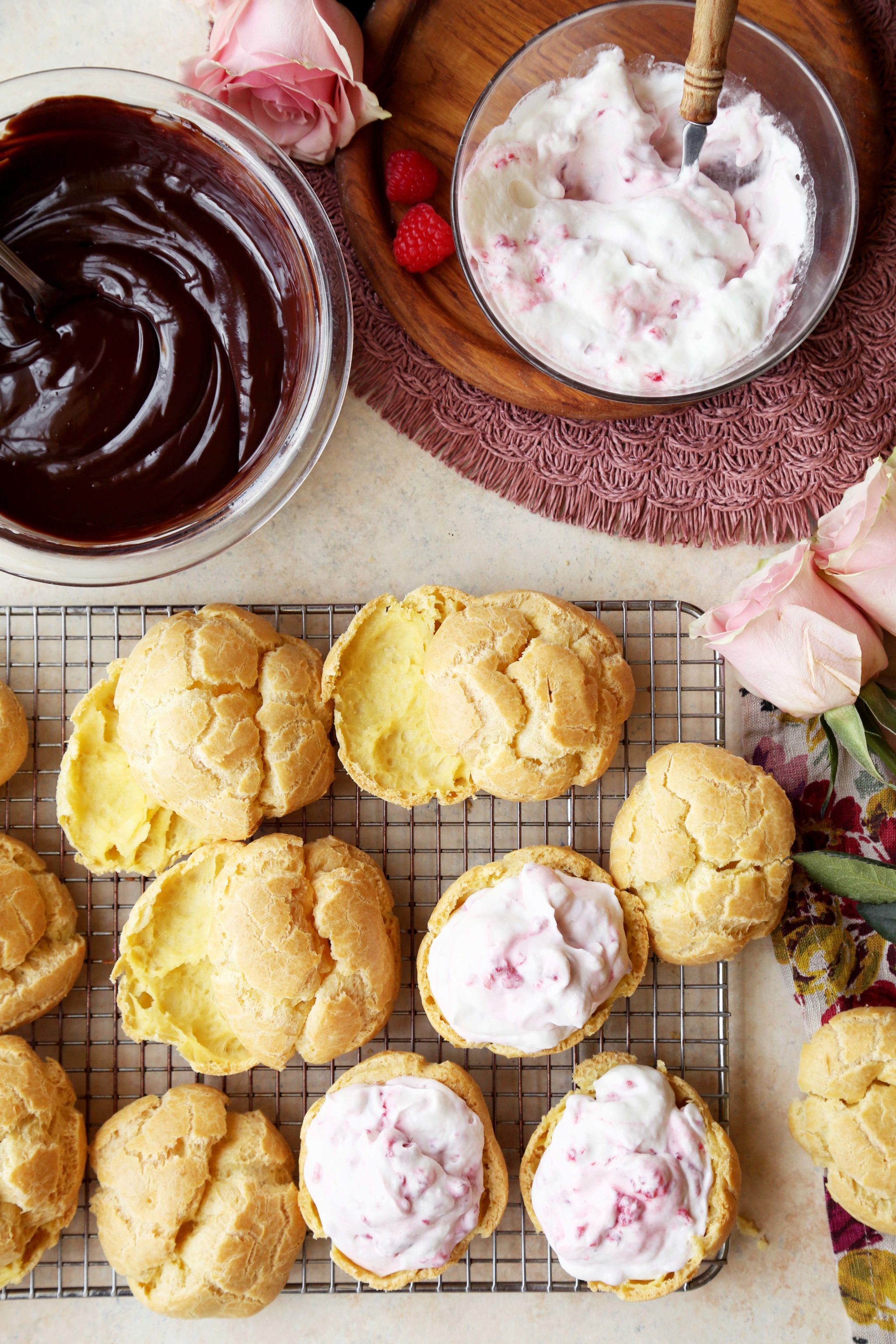 Raspberry Rose Cream Puffs - Joy the Baker
