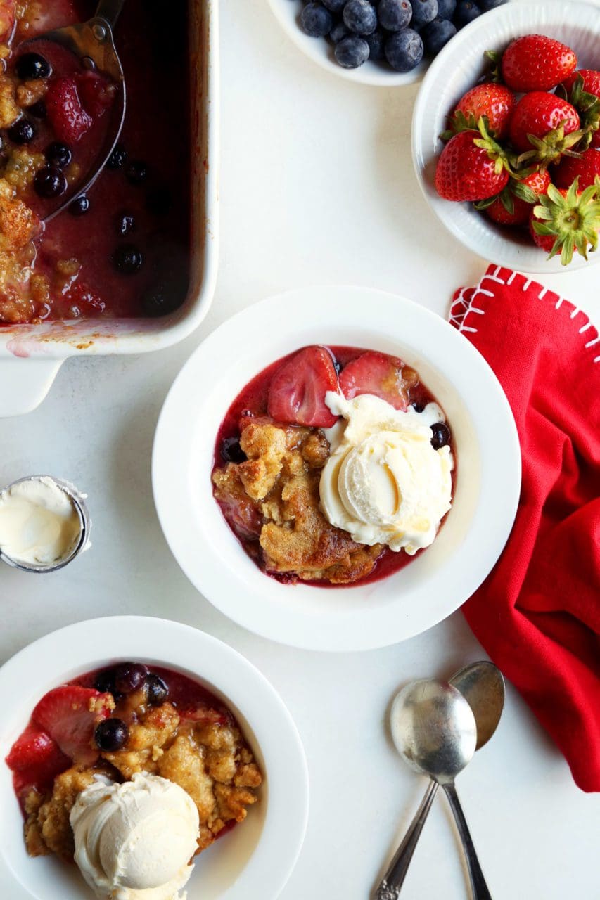 The Easiest Strawberry Blueberry Browned Butter Cobbler - Joy the Baker